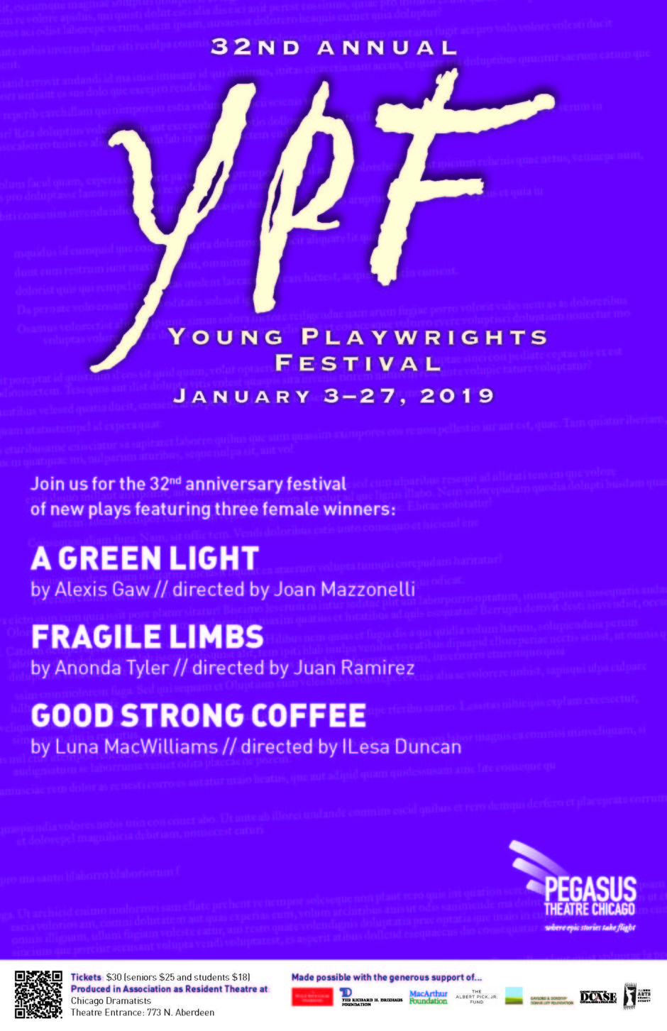 32nd Young Playwrights Festival | Pegasus Theatre Chicago