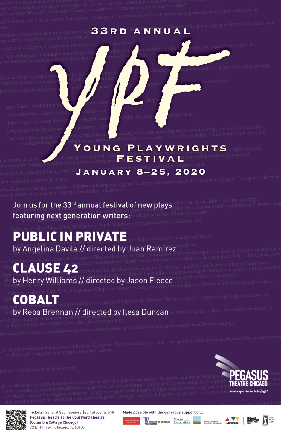 33rd Young Playwrights Festival | Pegasus Theatre Chicago